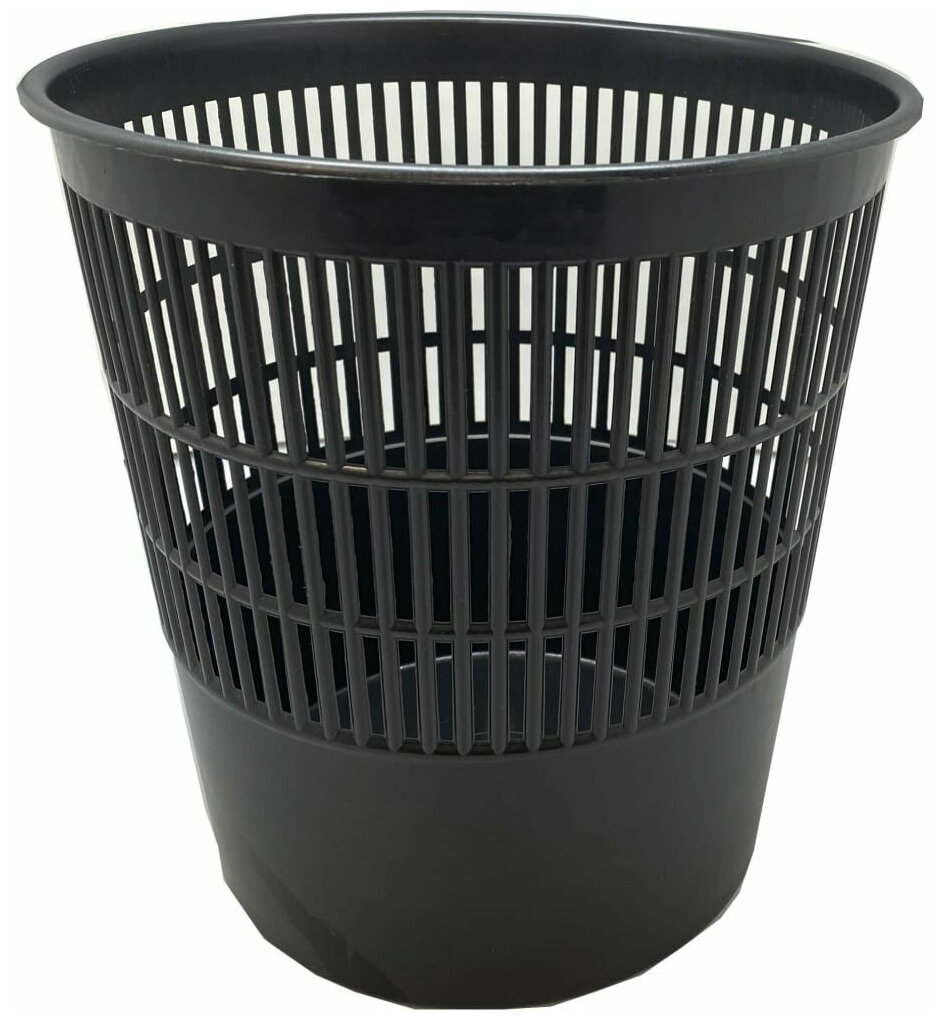 Корзина для мусора осколпласт 14 л, черная 409803, пластик, для сбора бумаги