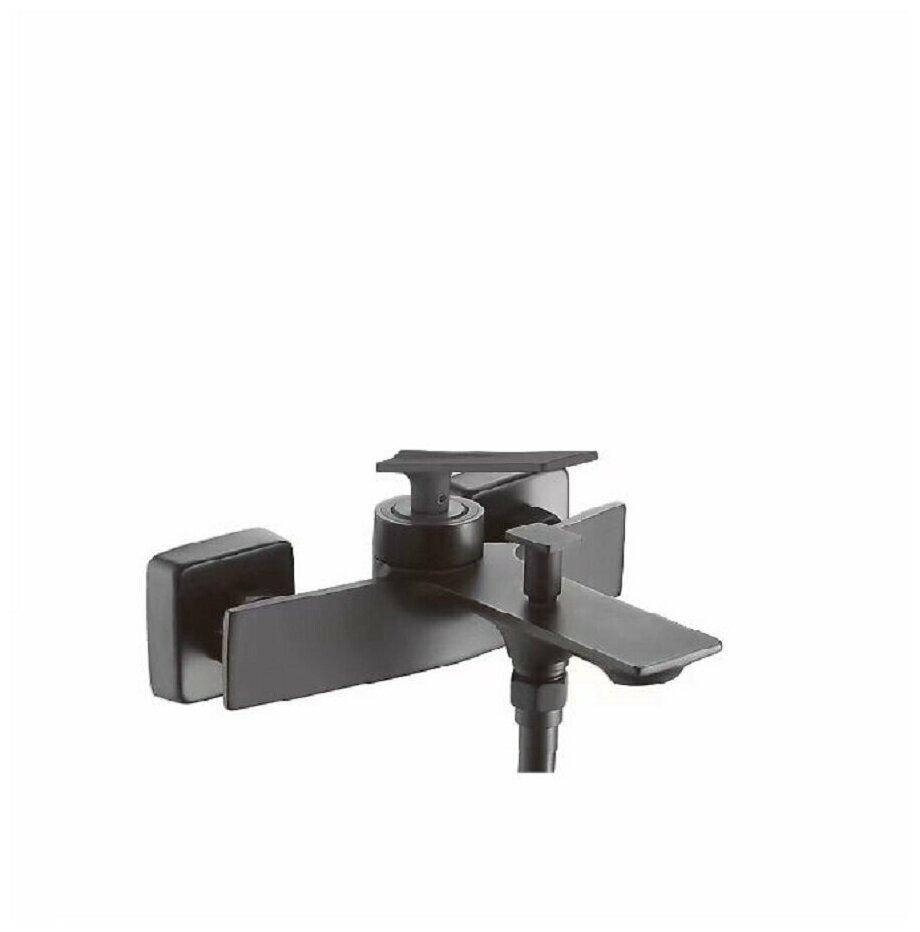 Смеситель для ванны и душа OUTE однорычажный, излив монолитный 143 мм, черный матовый, выполнен из латуни.