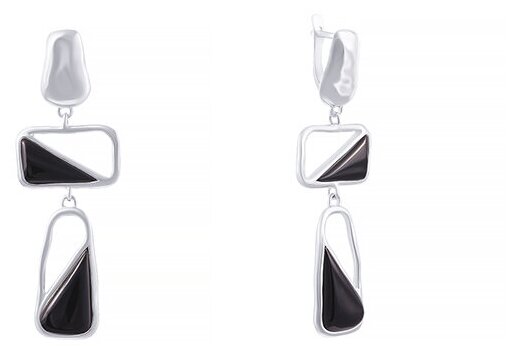 Серьги, серебро, 925 проба, оникс