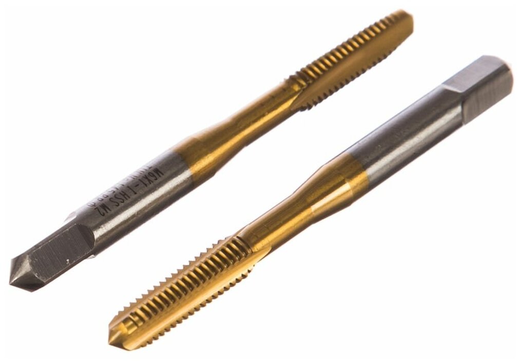 Метчик M6x1 HSS M2 TiN прямой компл. ПрофОснастка №145 арт. 50311015, из нержавеющей стали, 66 мм