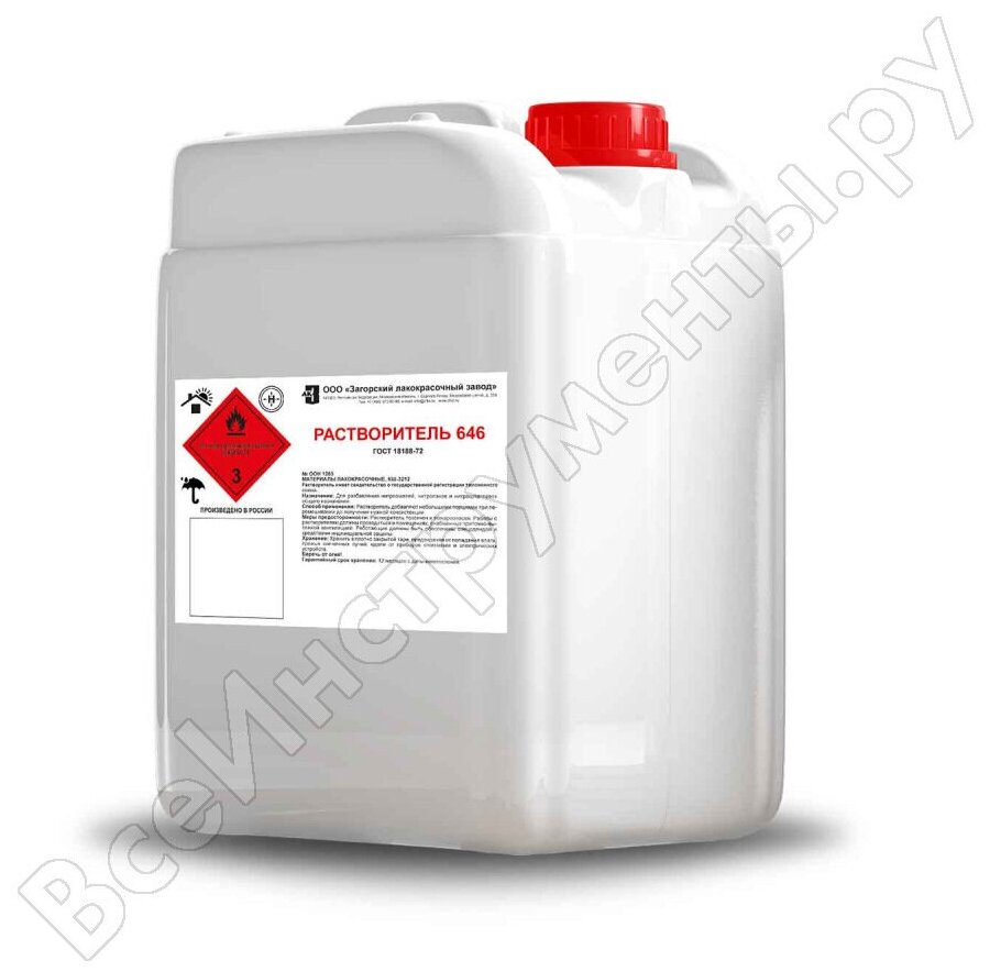 Растворитель загорский лакокрасочный завод 646 5 л ZLK04881, из нитроцеллюлозной