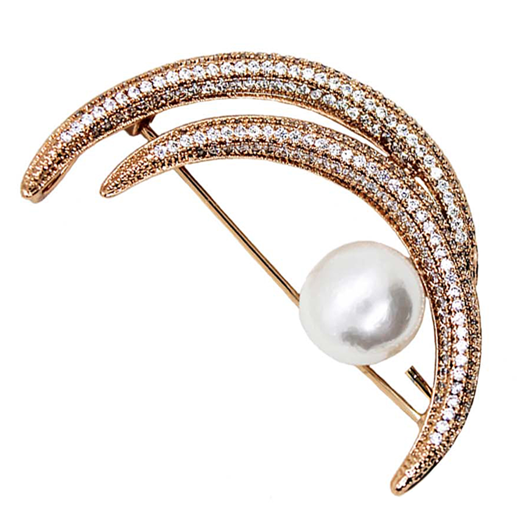 Брошь, циркон, жемчуг пресноводный, жемчуг культивированный