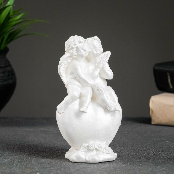 Фигура 'Ангелы на сердце' перламутровый, 14х8х6см