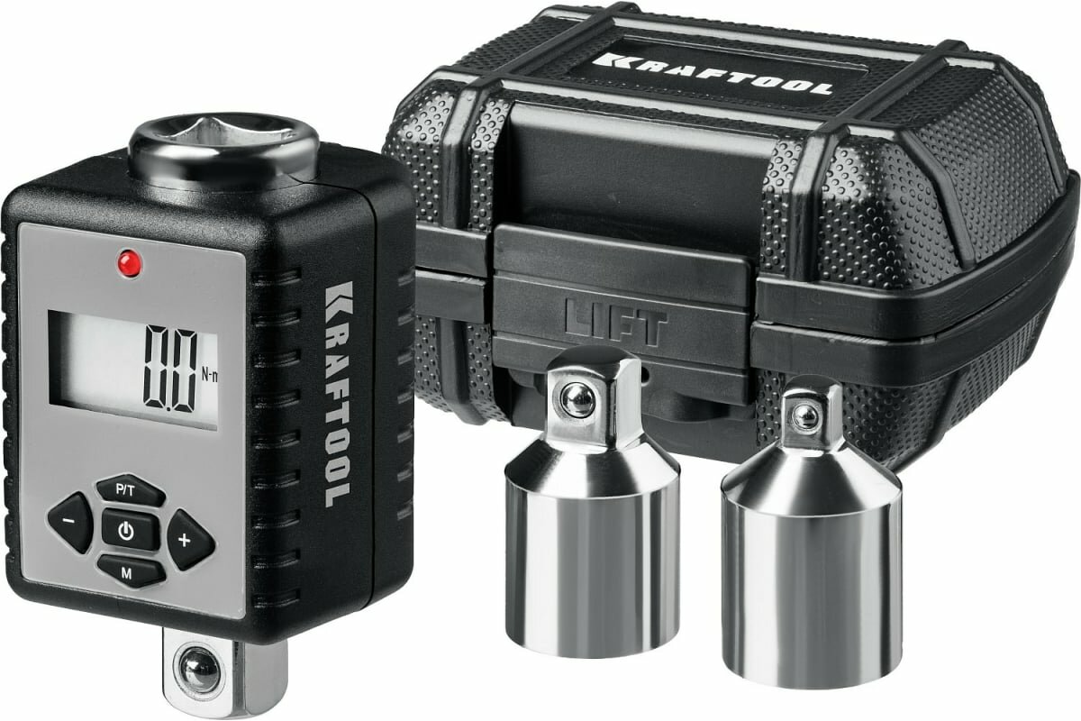 KRAFTOOL Электронный адаптер DIGITAL-A с переходниками, 1/2, 40-200 Нм, 64044-200