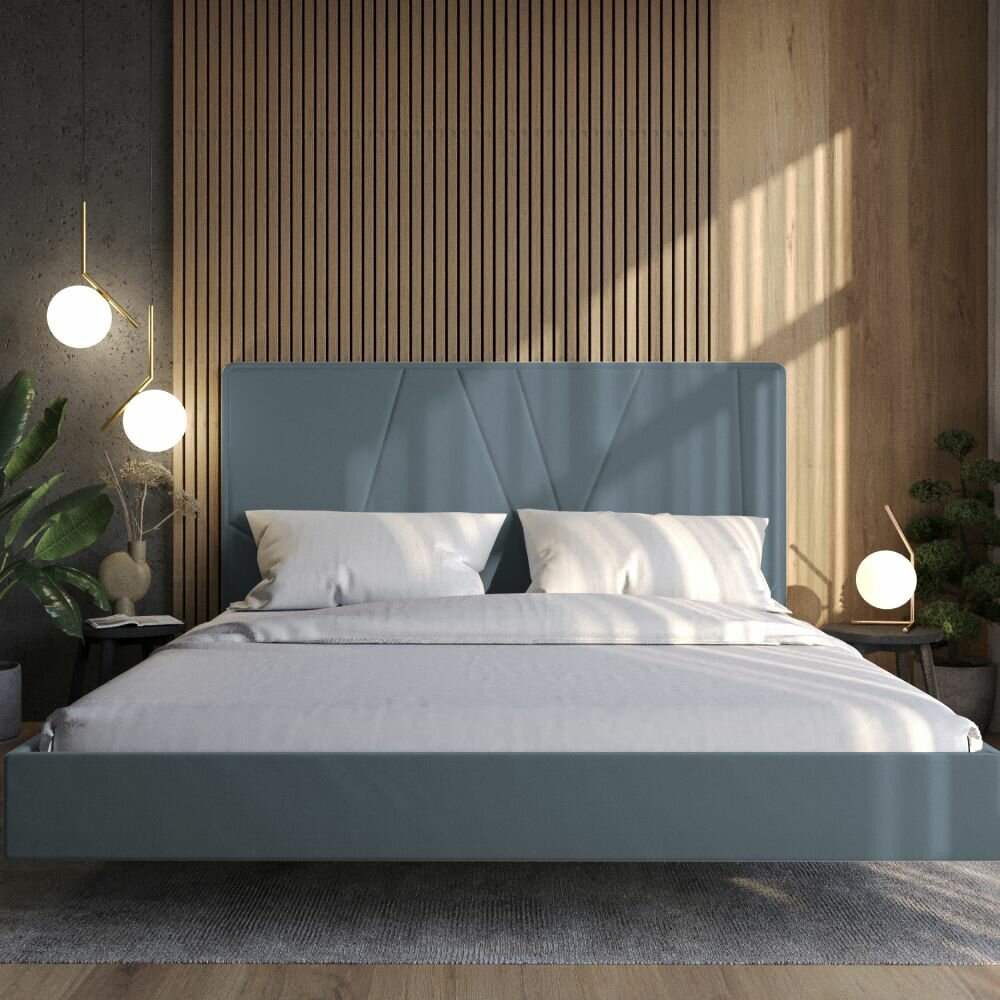 Кровать двуспальная 180x190 парящая Мельбурн цвет Серо-зеленый