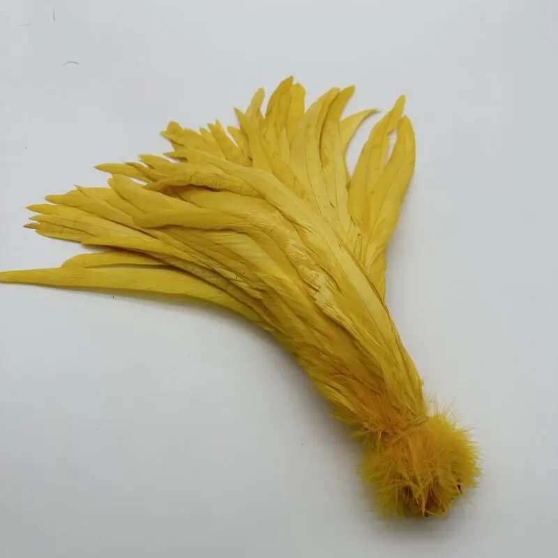 Натуральные перья петушиного хвоста черновато-зеленые 25-45 см 100 шт. Желтый, 30-35cm, Gold yellow