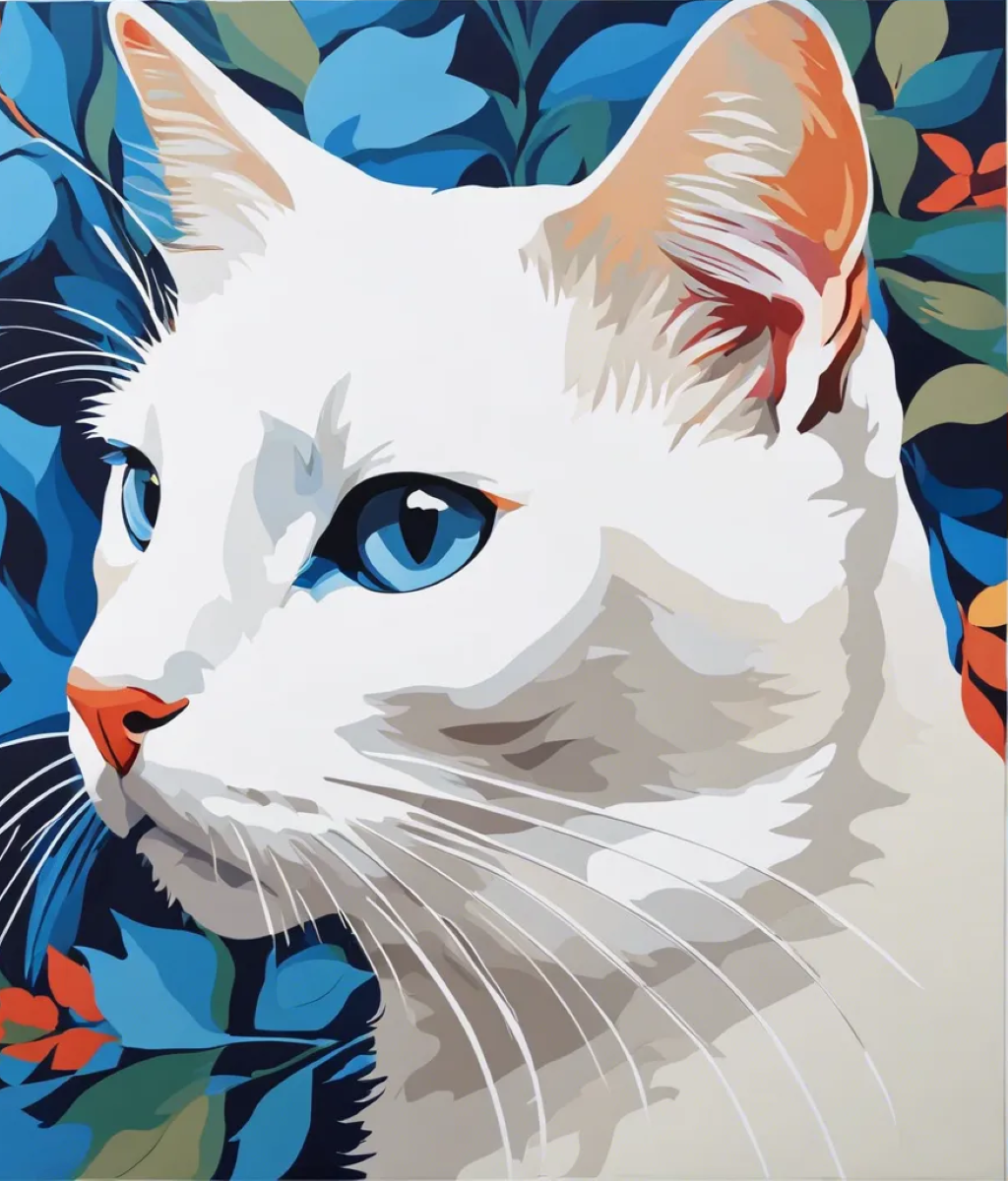 Картина по номерам "Белая кошечка" 40х50 см, хлопковый холст на подрамнике, акрил, Hobby Home