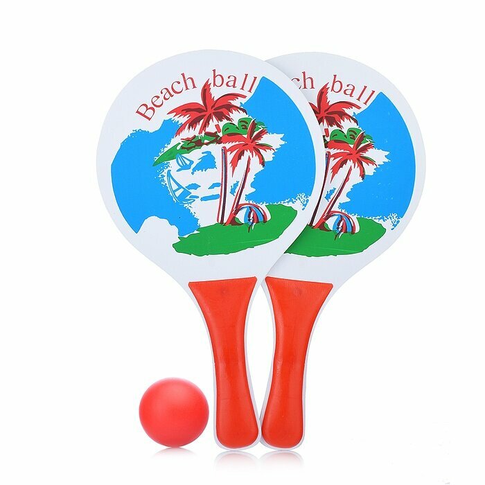 Детский бадминтон Oubaoloon "Райский островок", 2 ракетки, мяч, в сетке (JL3-01)