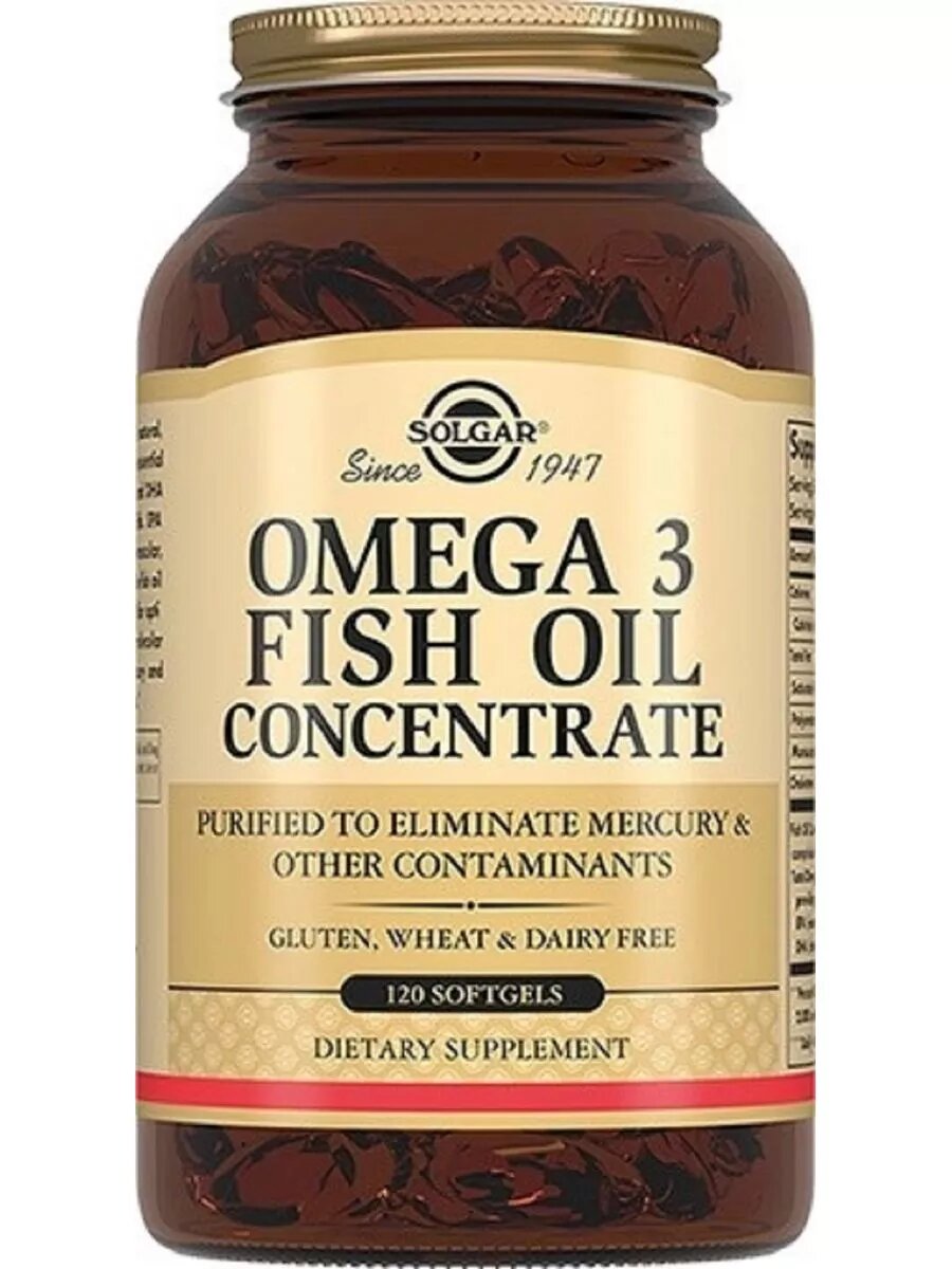 Концентрат Омега-3 Solgar, 120 капс, для сердца, сосудов, иммунитета