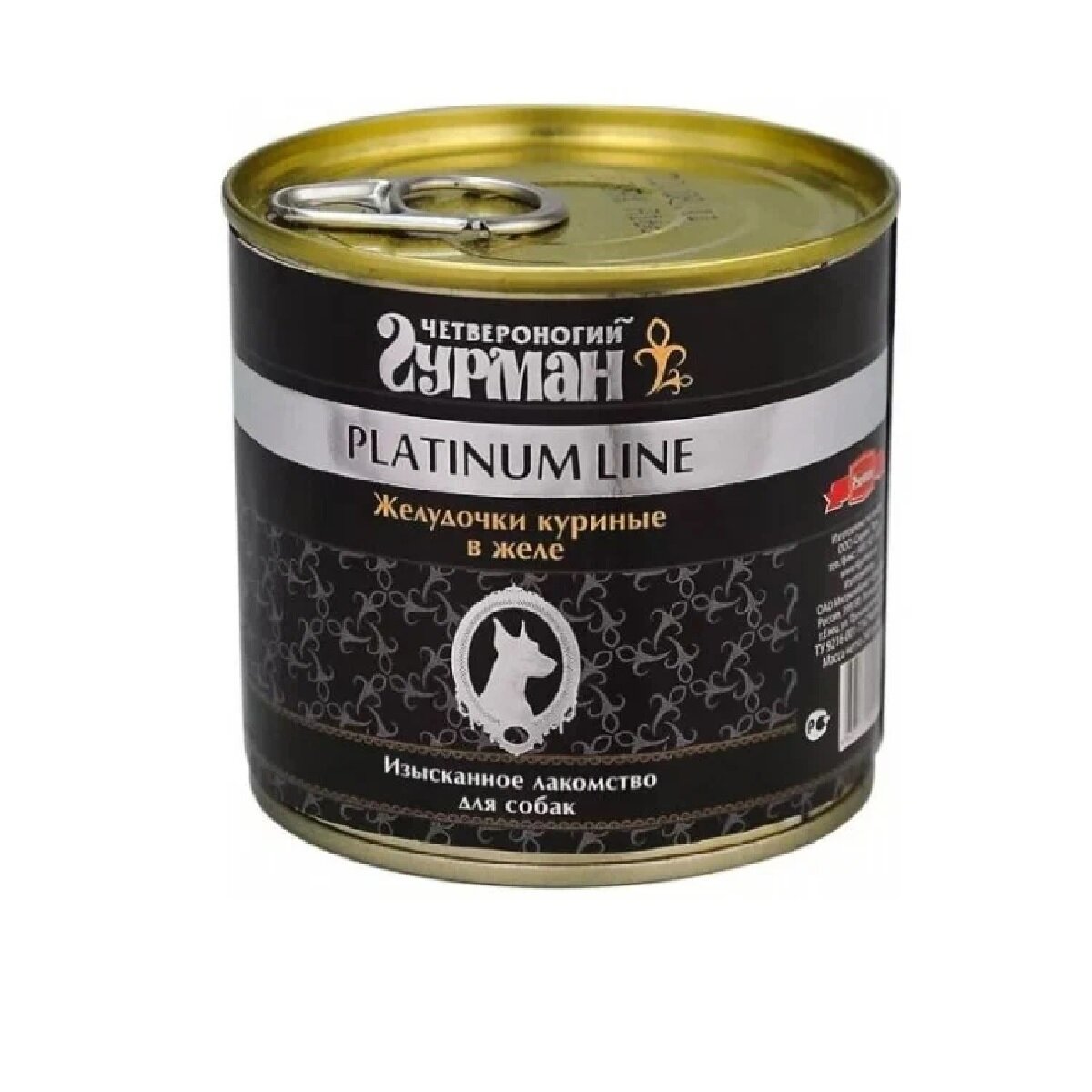 Четвероногий Гурман Platinum консервы для собак Желудочки куриные в желе 240г