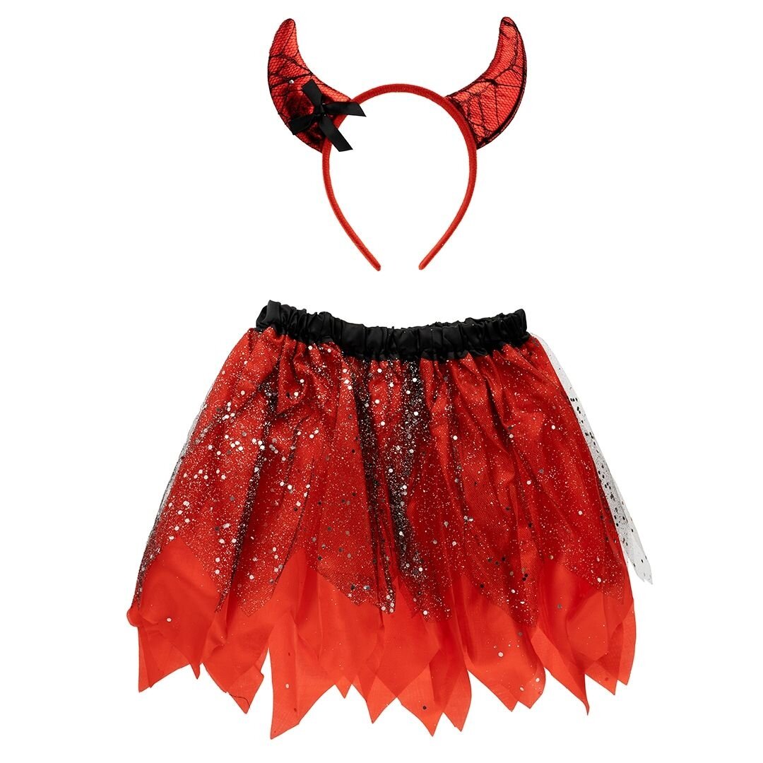 Набор (ободок и юбочка), Дьяволенок, Красный, 1 шт.