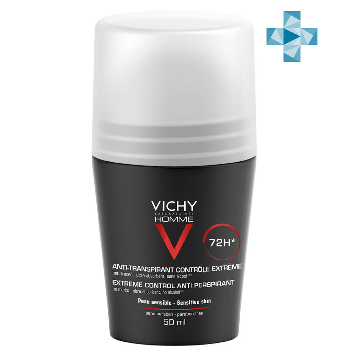 Дезодорант-шарик мужской 72ч Против избыточного потоотделения, 50 мл, VICHY