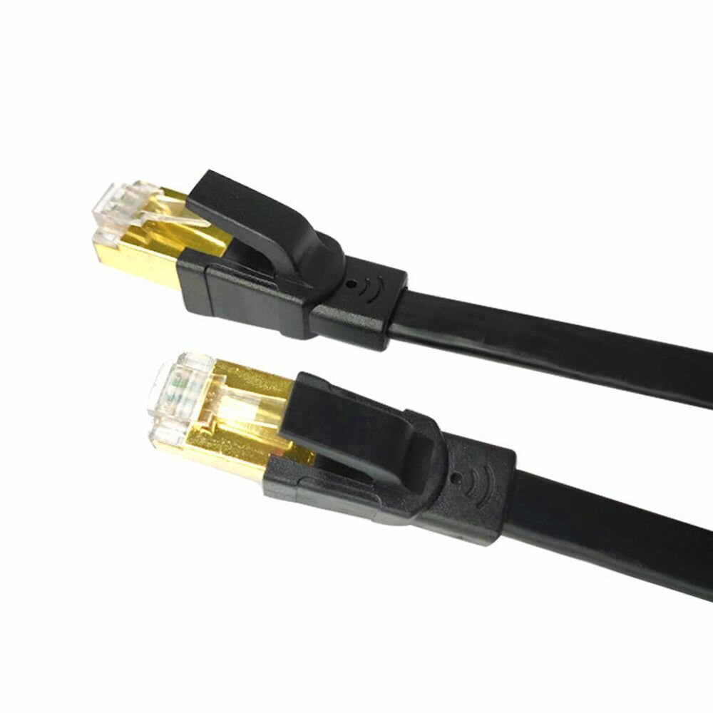 Плоский сетевой кабель категории 8 28AWG с жилой из чистой бескислородной меди, черный, 3 м