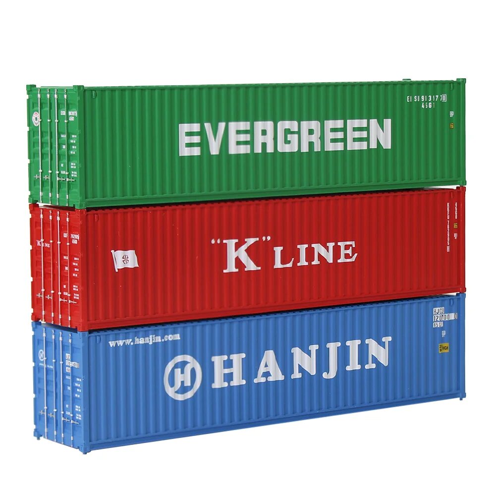 Контейнеры 1:87 Evergreen, K Line, Hanjin, 3 шт.