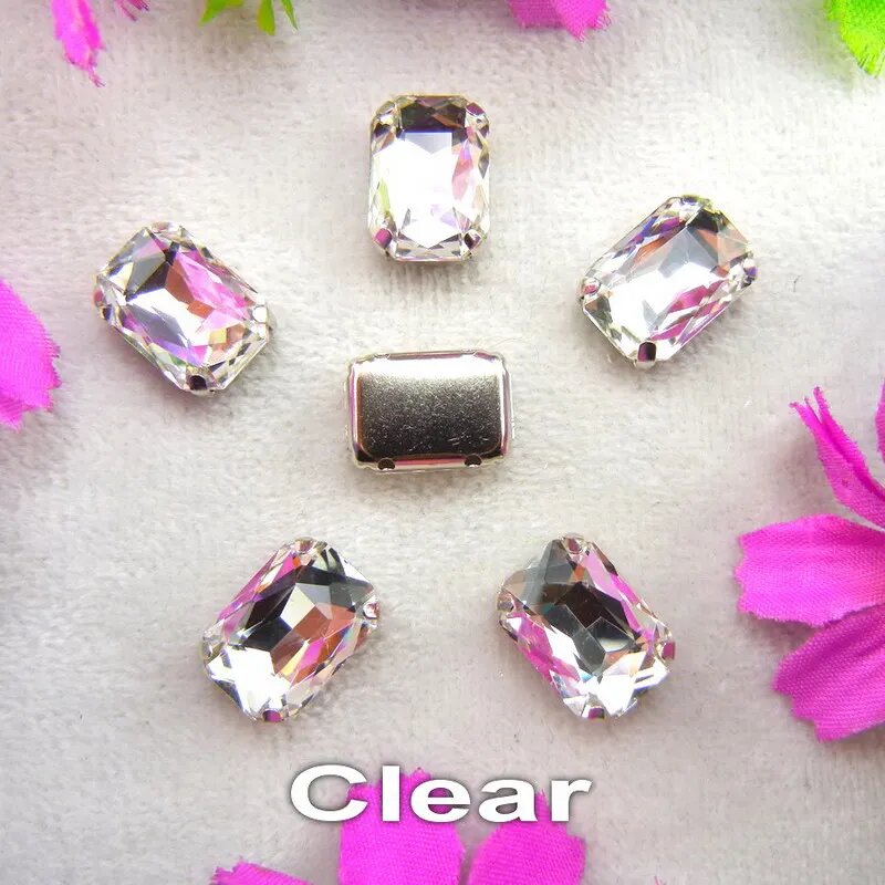 Стеклянные кристаллы SNCRYSTAL для декора 7 размеров Розовый, 10x14mm 20pcs, A1 Clear