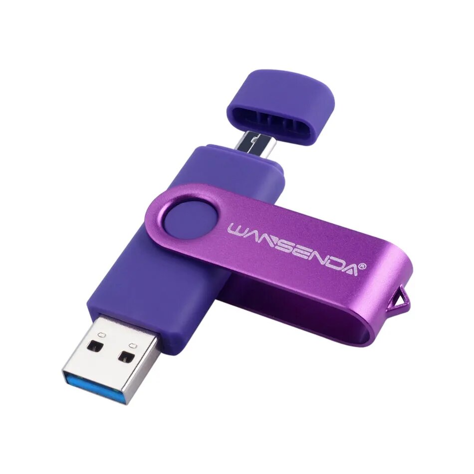 Wansenda флешка USB 3.0 OTG 8 ГБ фиолетовая