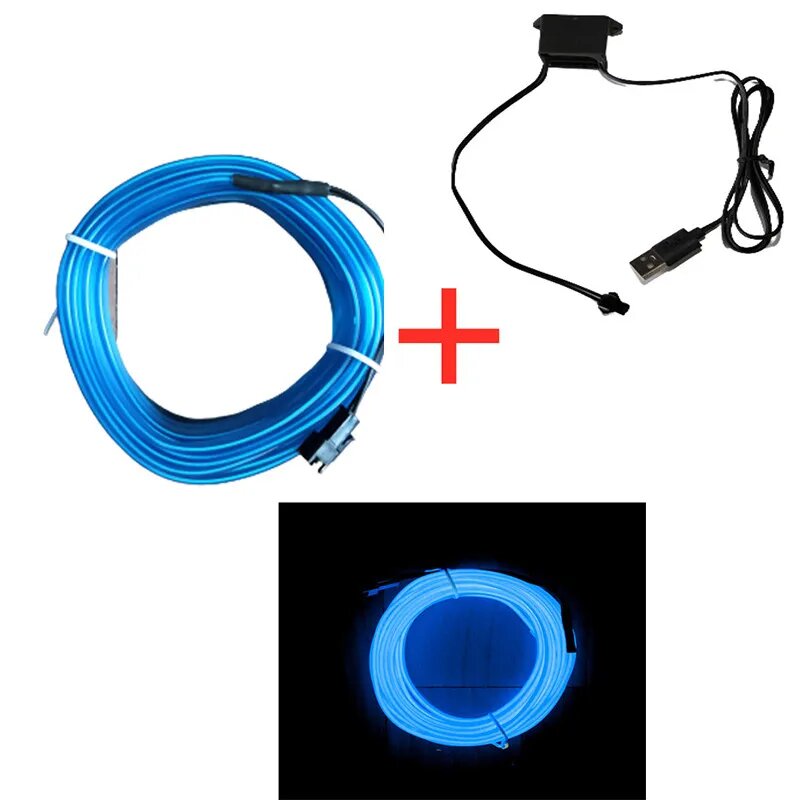 Неоновая светодиодная лента USB 1M, синий свет