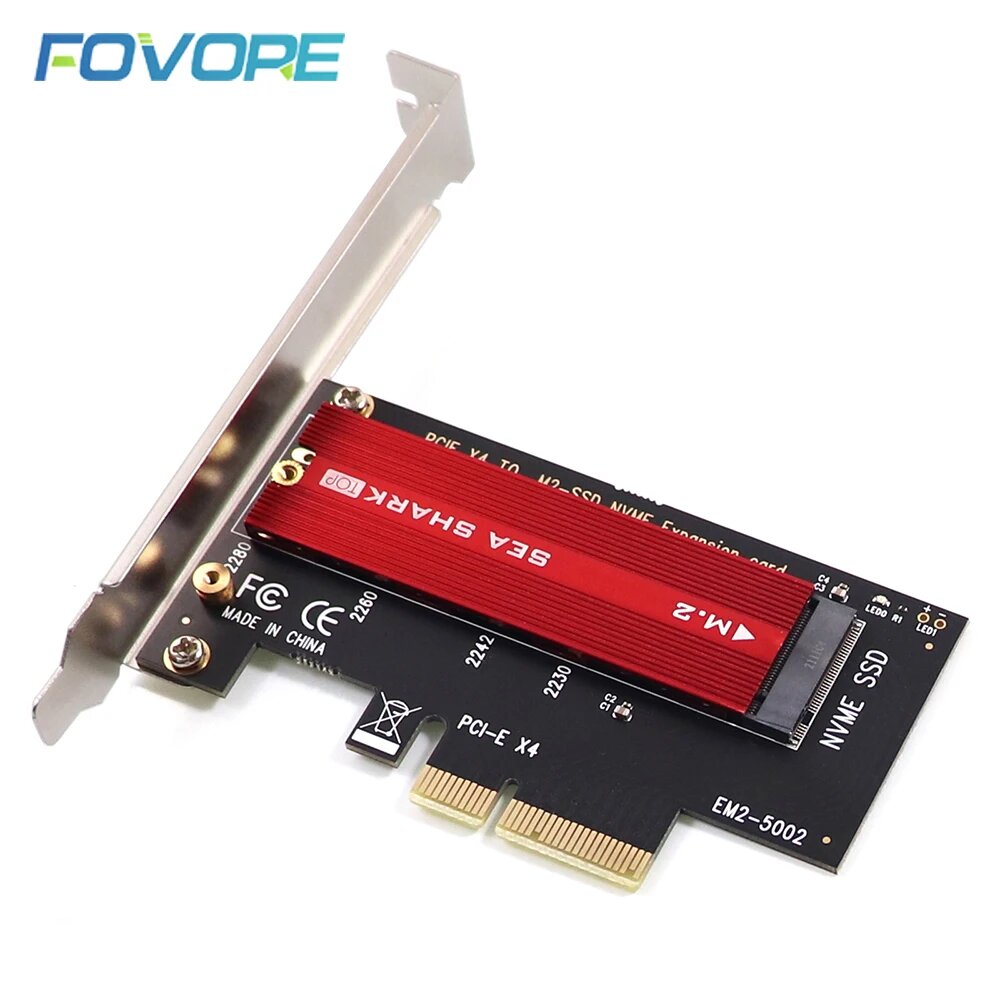 Trotwei M.2 NVMe SSD к PCI-e 3.0 адаптер With red radiator