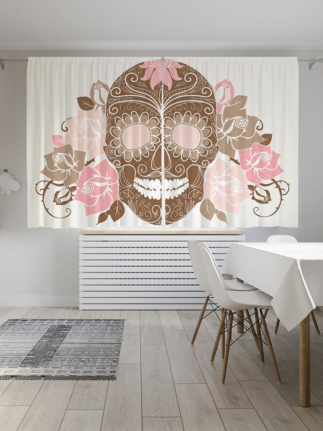 Фотошторы короткие "Украшенный ужас", 2 полотна шириной по 145 см, высота 180 см, JoyArty