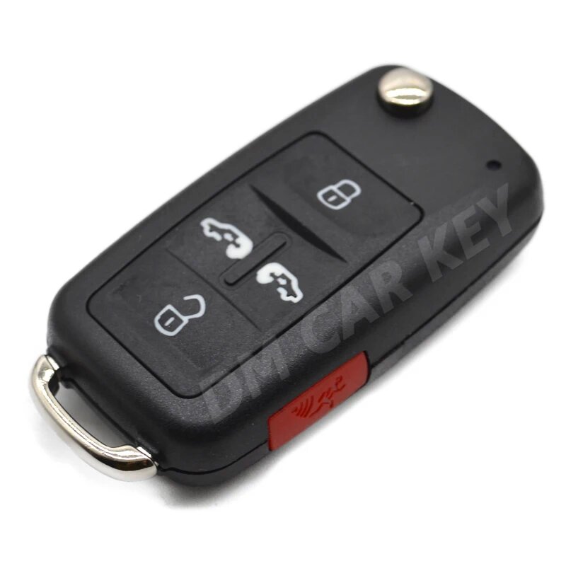 Сменная Крышка для автомобильного ключа DMKEY 4/4 + 1 кнопки для VW Volkswagen Sharan T5 Caravelle Multivan откидная оболочка ключа дистанционного управления 4B plus panic