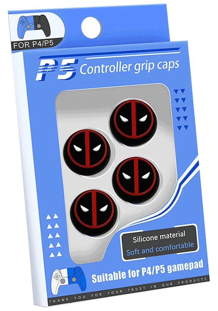 Силиконовые накладки на стики геймпада Sony PlayStation PS4/PS5/Xbox (Deadpool)