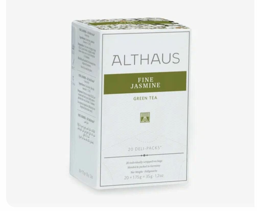 3шт, Чай Althaus/Альтхаус Fine Jasmine (Нежный жасмин) 20 пакетиков*1.75гр