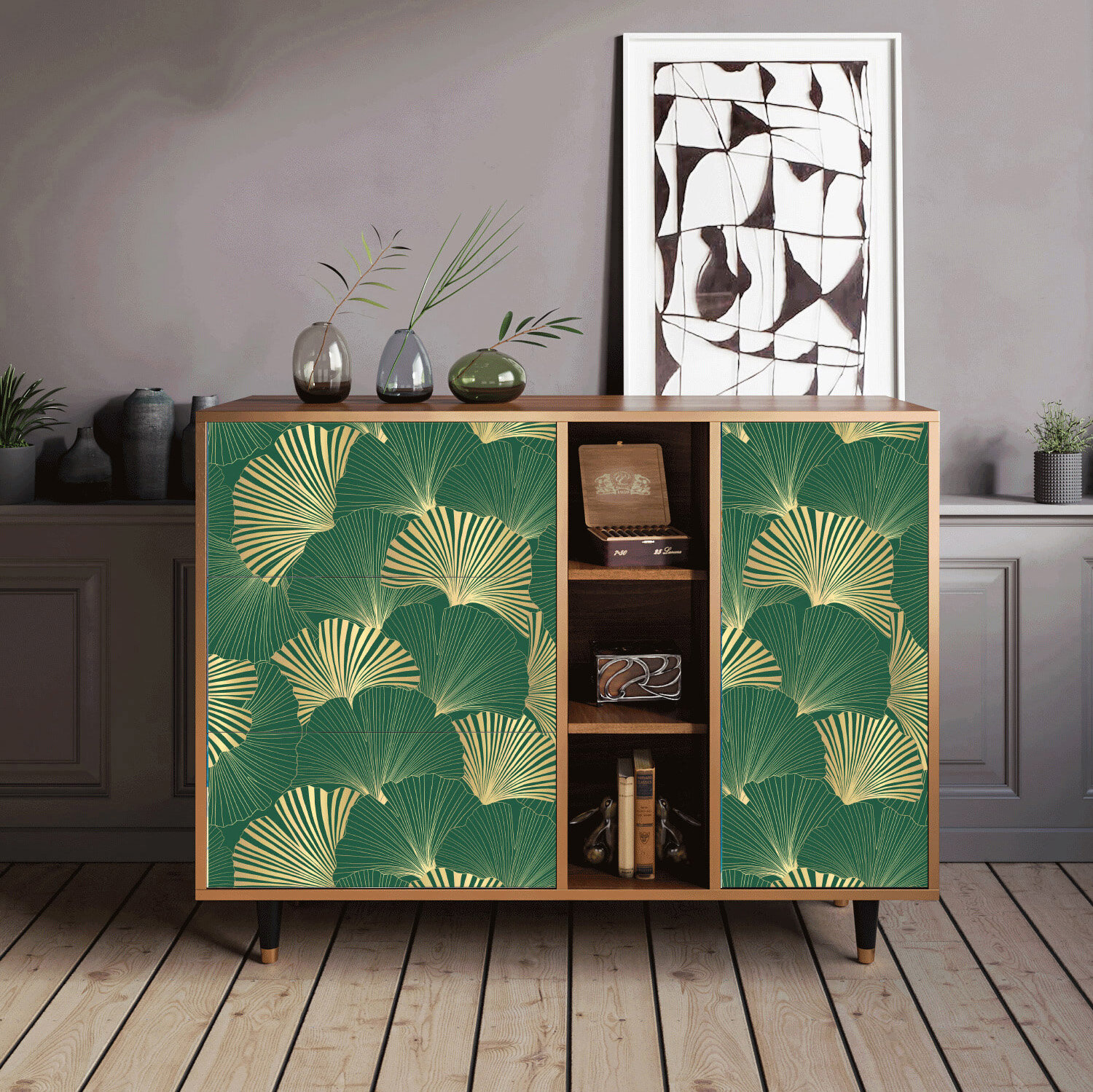 Комод - STORYZ - BS2 Gold Ginkgo, Разер - 125 x 97 x 48 см , Цвет корпуса - Орех