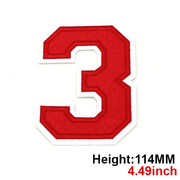 Большая вышитая нашивка с красным номером 0-9 vblingstone Красный, 3