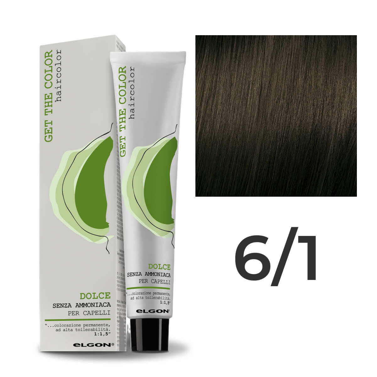 Крем - краска для волос профессиональная Elgon Get the Color Dolce 6/1 Тёмный русый Пепельный 100 мл