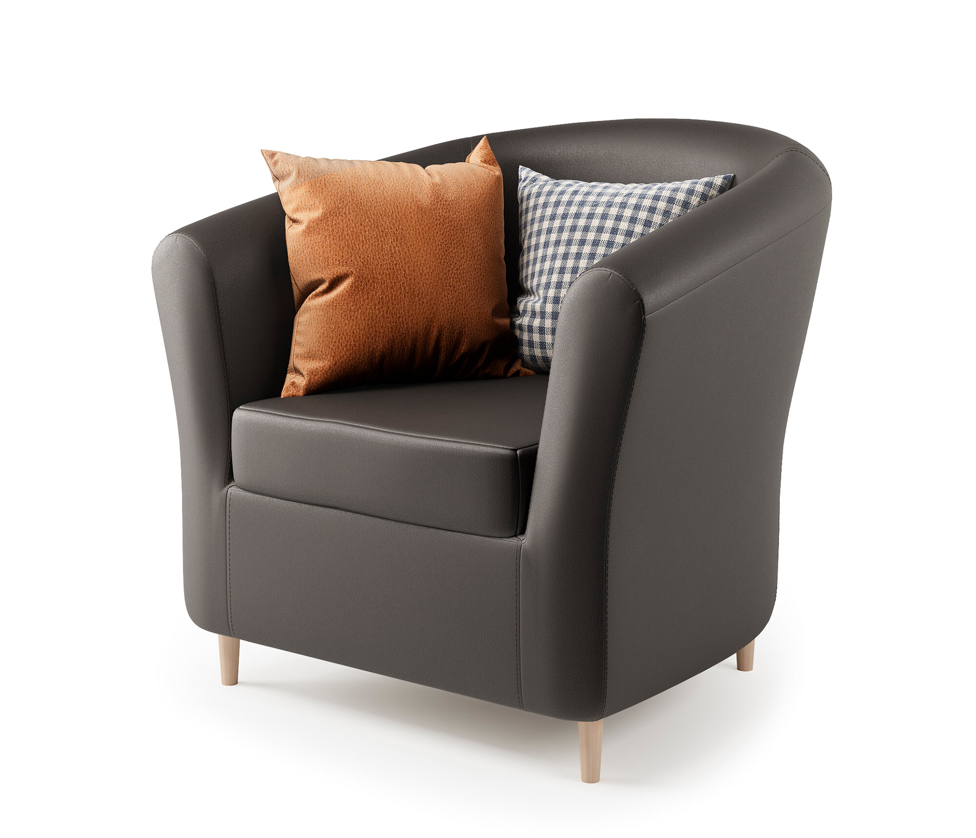 Кресло Шарм-Дизайн Евро Лайт, мягкое для дома и отдыха, с подлокотниками, шоколадная экокожа, 82,5х82х76 см