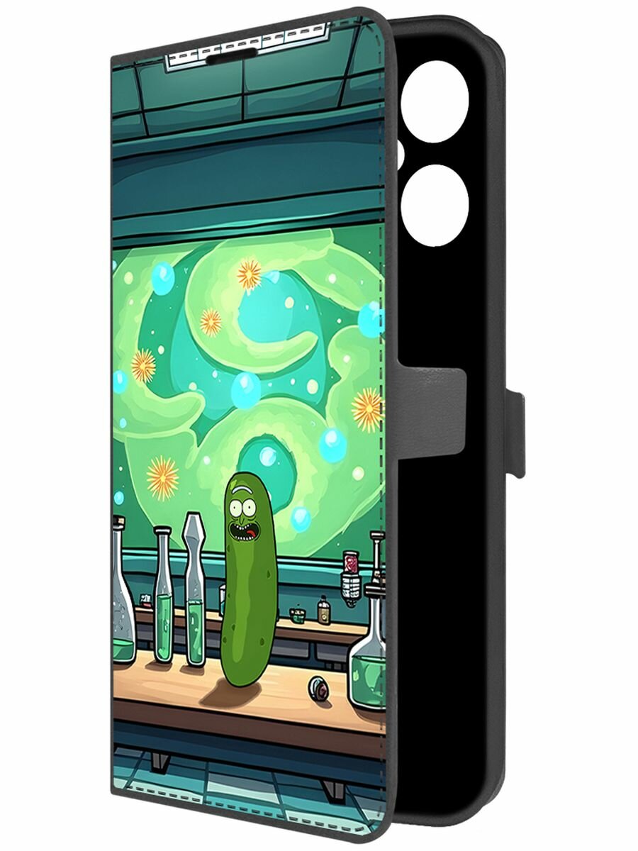 Чехол-книжка Krutoff Eco Book для TECNO Pova Neo 3 Огурчик Рик (черный)