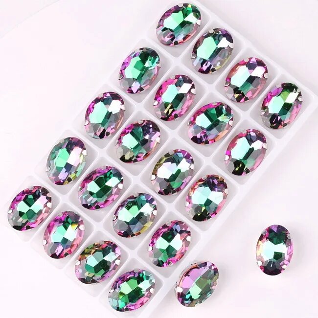 Стразы овальные изумрудные 13x18mm SNCRYSTAL 20шт