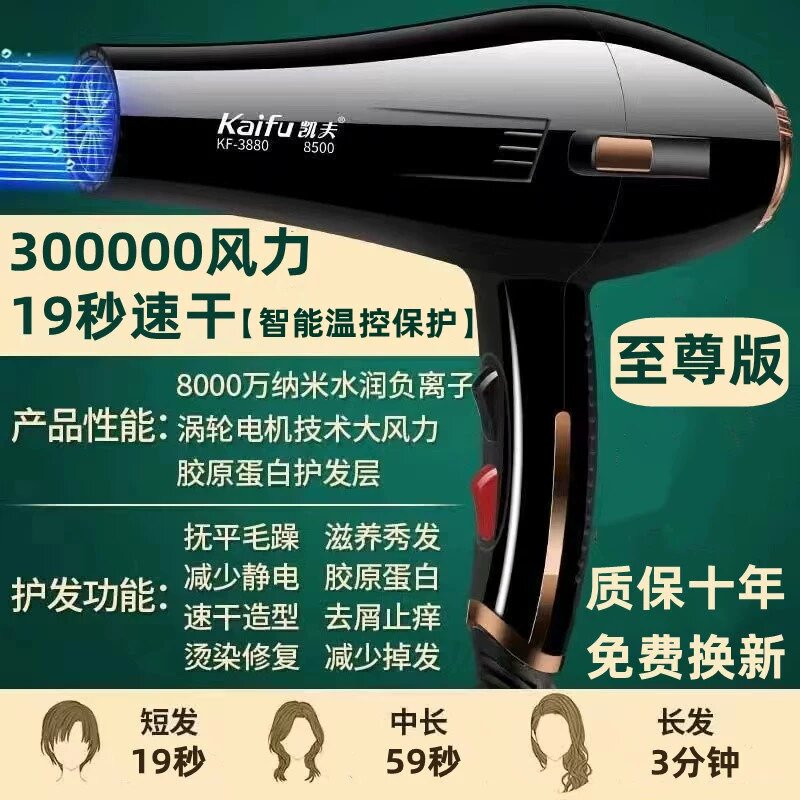 Немецкий фен, бытовой мощный парикмахерский фен 3500, высокий ветер, парикмахерская, фен для ухода за волосами с