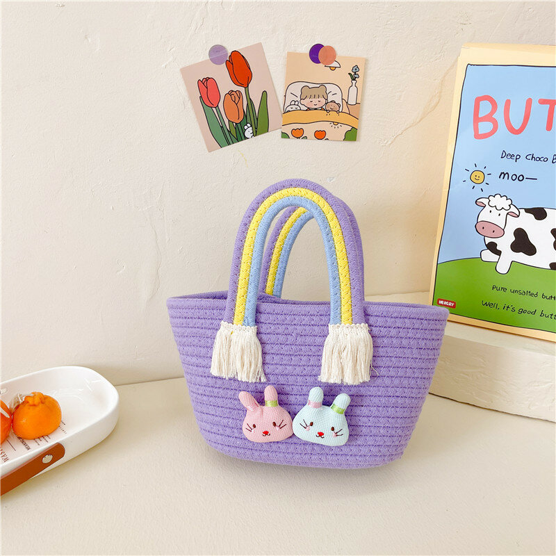 Стильная и милозвучная вязаная сумка для детей, идеально подходящая для повседневного использования с изображениями зайцев, StyleJ