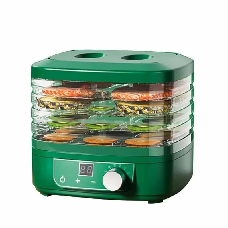 Термостатический пищевой дегидратор, машина для сушки мясных фруктов, электрический ростер, контроль температуры 35-70 градусов, 1-10H тайминг, 5 слоев, зеленый