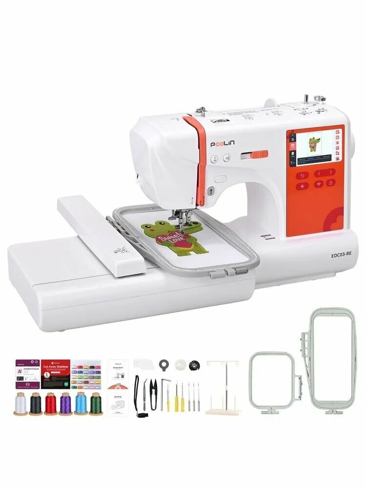 Компьютерная вышивальная машина Poolin EOC03/большая область вышивки 100*235 мм/поставляется с набором для начинающих