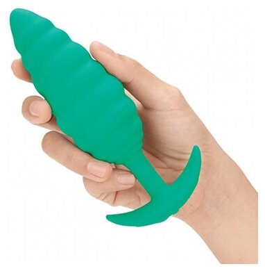 67851 B-vibe Twist Texture Plug, зеленый. Анальный плаг с вибрацией и рельефом