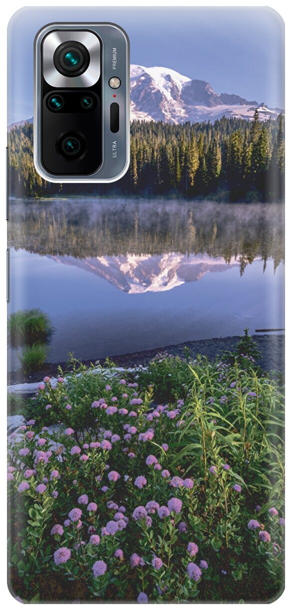 Силиконовый чехол на Xiaomi Redmi Note 10 Pro, Сяоми Редми Ноут 10 Про с принтом "Дымка над горным озером"