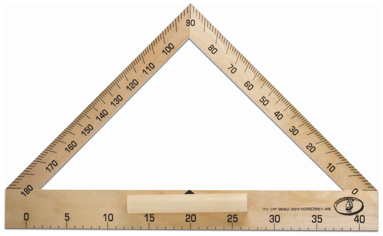 Транспортир для классной доски (транспортир классный), деревянный 40 см, 180 градусов, можга, С176