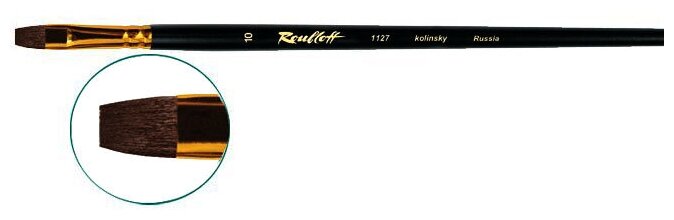 Кисть колонок плоская 2 на длинной ручке матовая с укороченной вставкой Серия 1127 ЖК2-02,07Ж