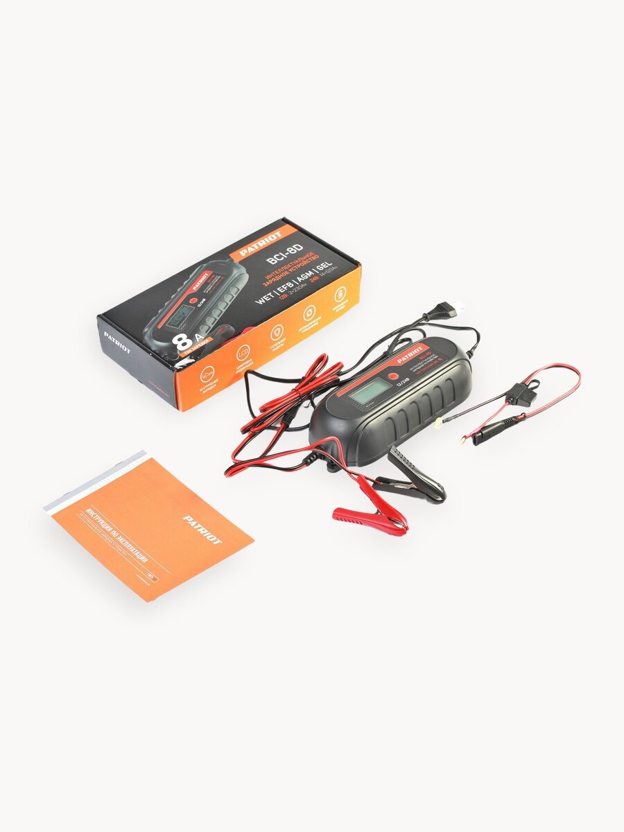 Автомобильное зарядное устройство PATRIOT BCI-8 D, 10 ступеней заряда, для 12/24В