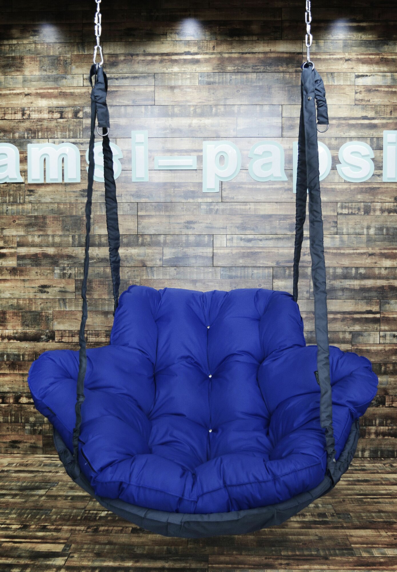 Качели садовые Mamsi-Papsi "Кресло", 120 см, графит/синий, нагрузка 200 кг