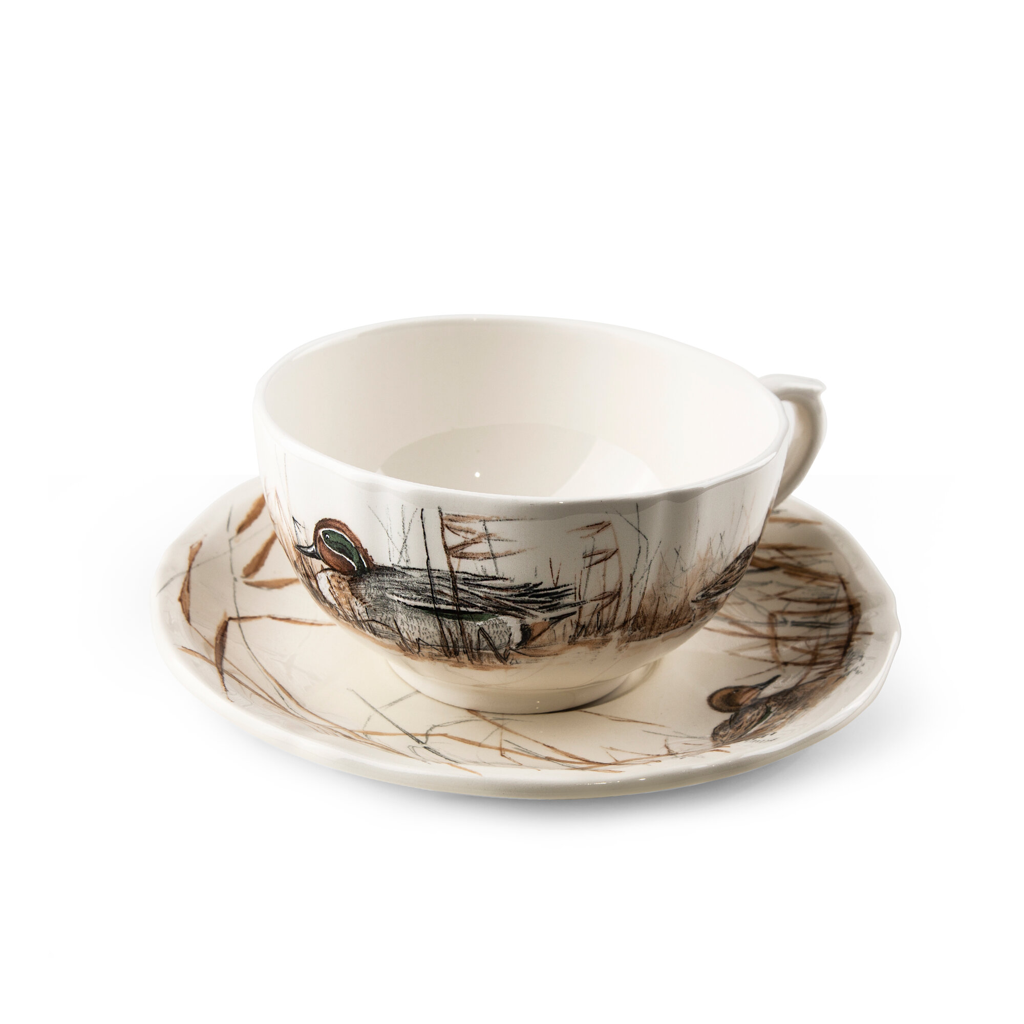 Чашка и блюдце Gien (для завтрака), Охота, 300 мл, 18 см.