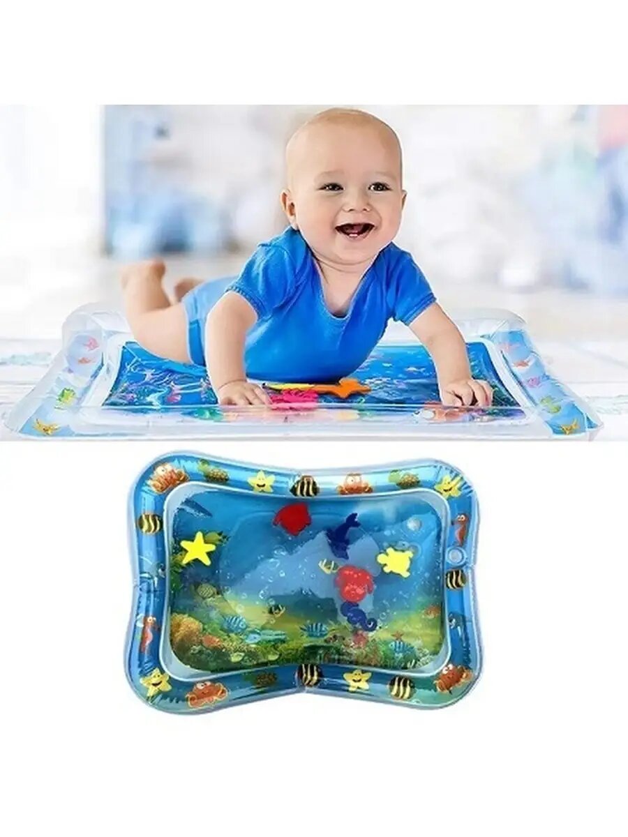 Развивающий водный коврик, акваковрик для малышей с рыбками