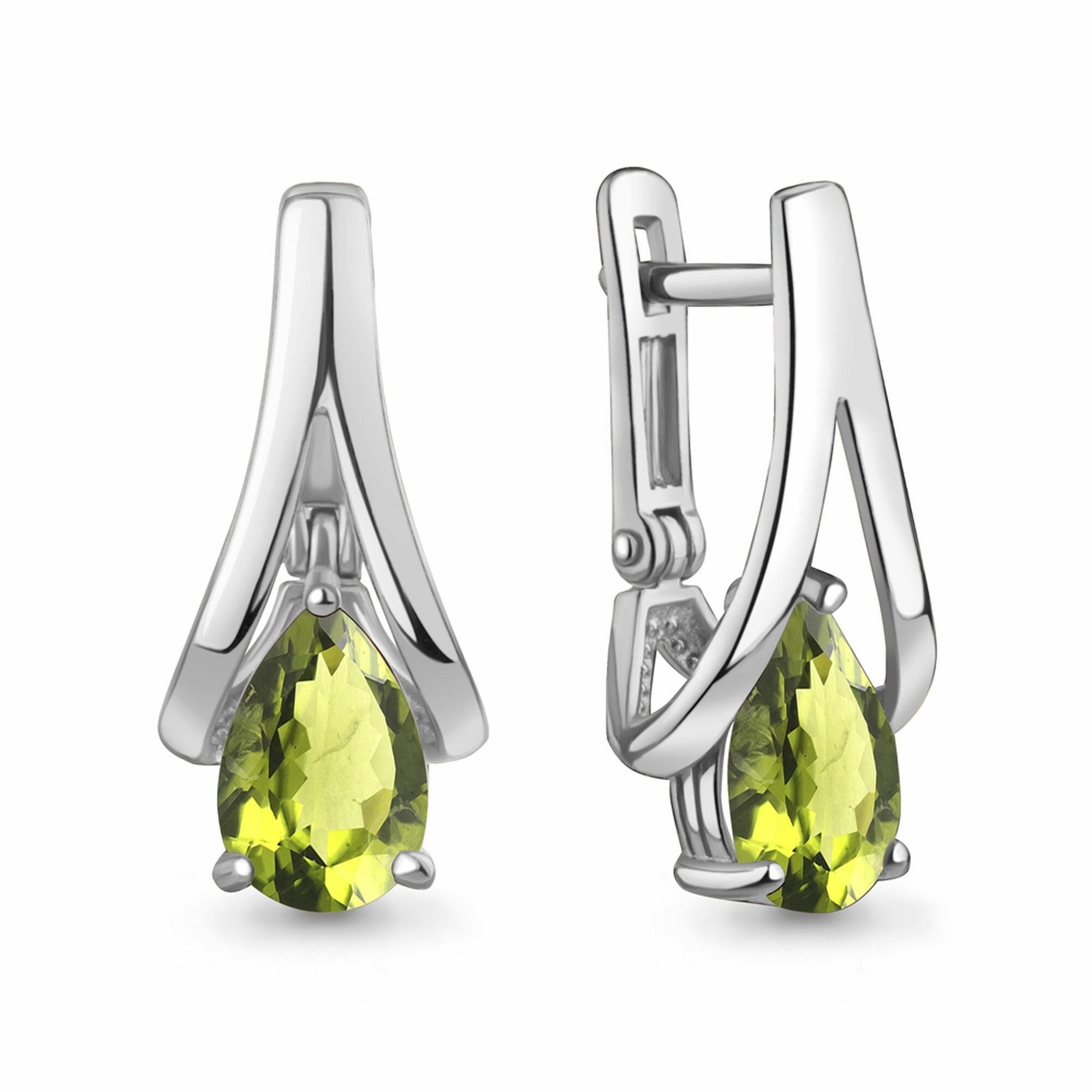 Серьги Diamant online, серебро, 925 проба, родирование, хризолит