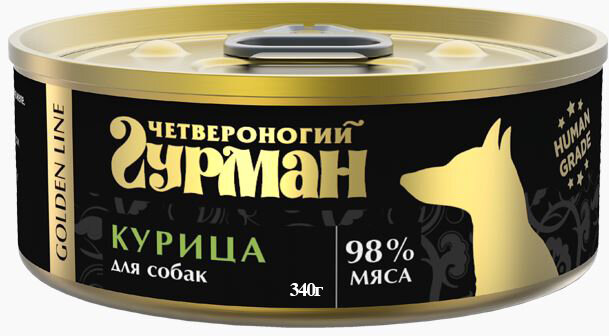 Четвероногий Гурман Консервы для собак , Голден Курица натуральная в желе, 340г 0.34 кг