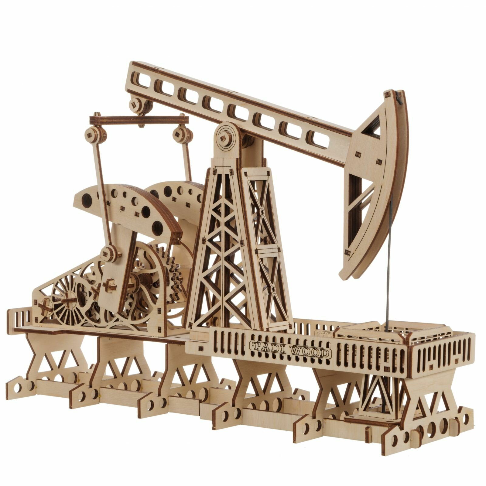 Конструктор 3D TADI WOOD "Нефтекачалка" , дерево, 35 см, 214 деталей, сборка без клея