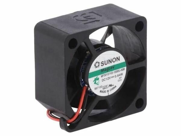 Вентилятор SUNON MF30151V2-A99-A осевой, 12В DC, 30x30x15 мм, подшипник Vapo, 8,11 куб. м/ч, 19 дБА