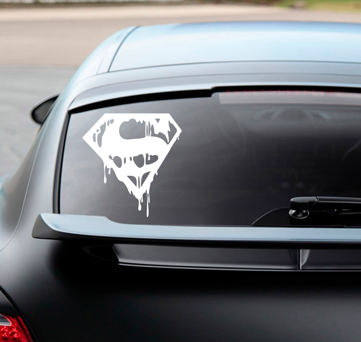 Автонаклейка "Skoda Studio - SuperMan", 20 см x 20 см, белая, виниловая GRAFIX500 (Avery), глянцевая, самоклеящаяся, с монтажной плёнкой