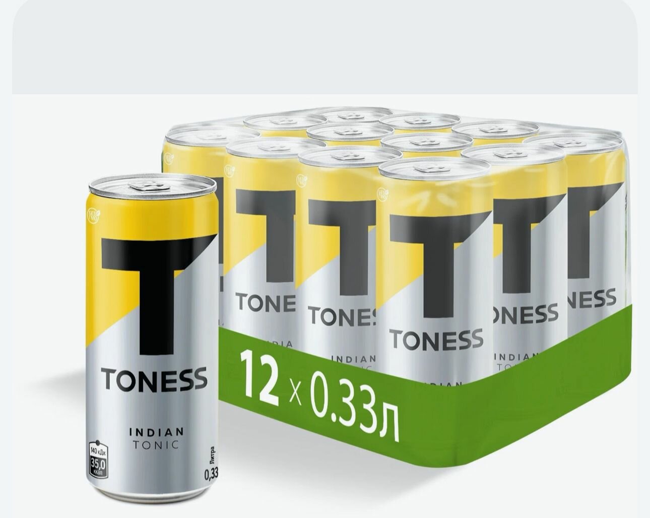 Напиток "Тонесс Индиан Тоник" (Toness Indian Tonic") безалкогольный сильногазированный, жб 0,33 х 12шт